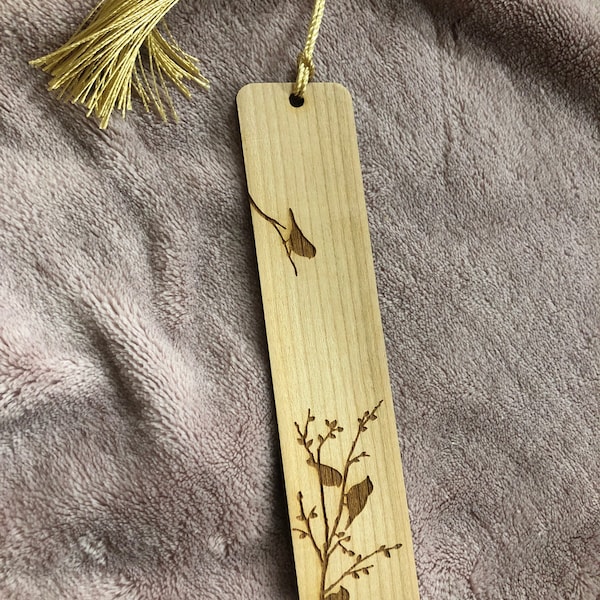 Birds on Branches Engraved Wood Bookmark With Optional Personalization ...