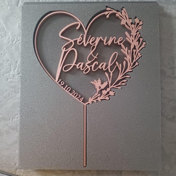 Gold Cake Topper With Heart, Heart Cake Topper, Wedding Cake Toppers ...