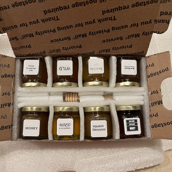Honey Gift/sample Box (8 45ml Glass Jars) - Etsy