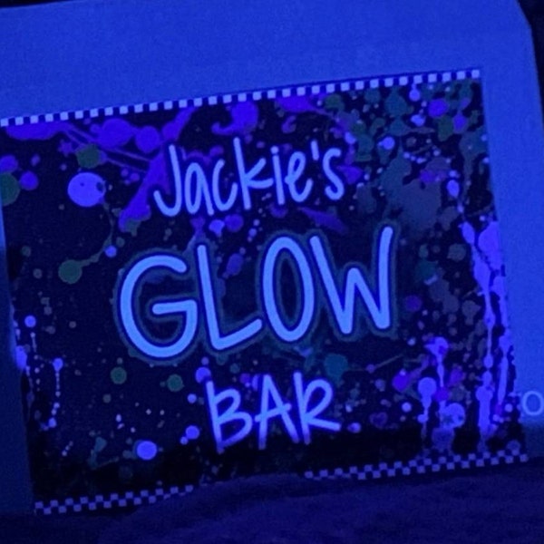 GLOW in the Dark Party Sign DIY / Glow Bar Sign / Glow Birthday Party ...