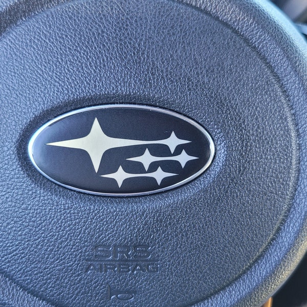 Subaru Steering Wheel Emblem CUSTOM Overlays Vinyl Stickers Emblem ...