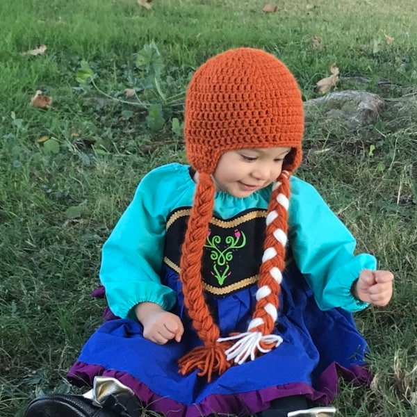 Snow Princess Hat, Anna Hat, Anna Beanie, Crochet Anna Hat, Crochet ...