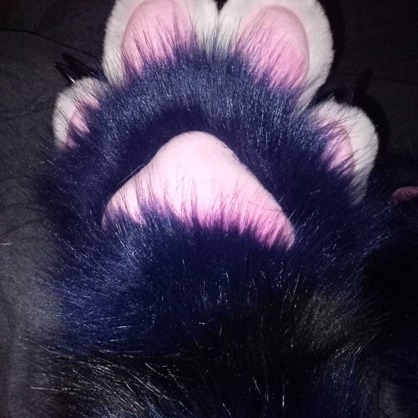 Furry Paws With Star Pattern and Colorful Style Fluffy Fursuit Partial ...