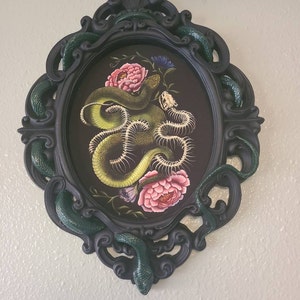 Handmade Ornate Oval Plaster Snake Serpent Frame With Baphomet goth ...