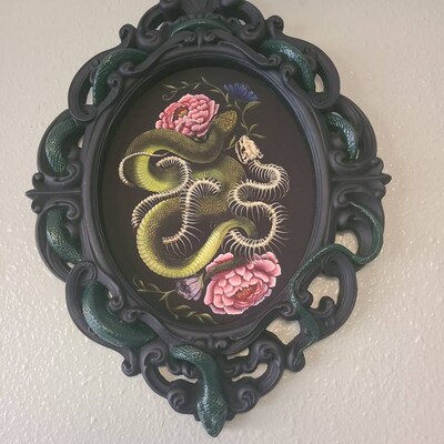 Handmade Ornate Oval Plaster Snake Serpent Frame goth, Gothic, Dark ...