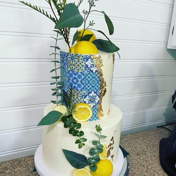 Positano Italy Tile Pattern Edible Image Sheet Cake Topper or Wrap ...