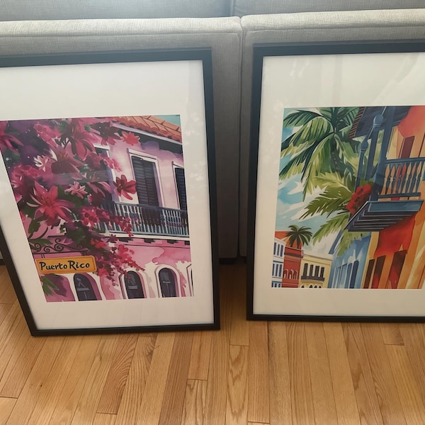 Puerto Rico Watercolor Print Set of 3, San Juan Cityscape Wall Art ...