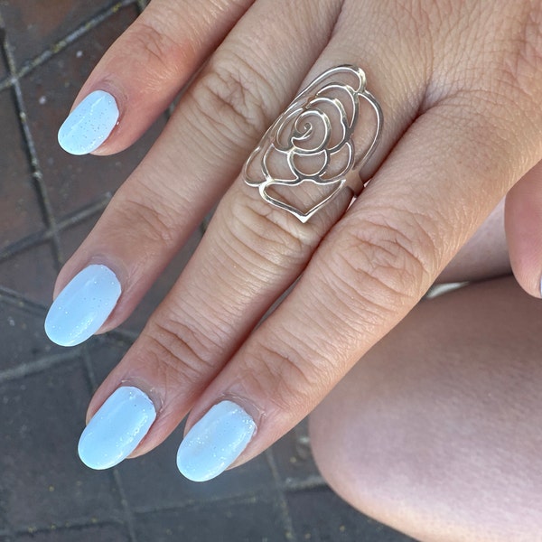 Rose Filigree Ring, Open Work Ring, Floral Ring, Sterling Silver 925 ...