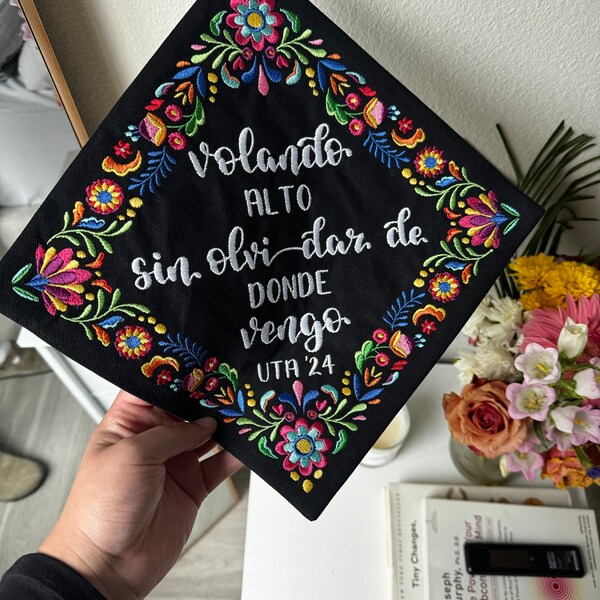 Embroidered Mexican Floral Topper | Graduation Cap Topper | Grad Gift ...