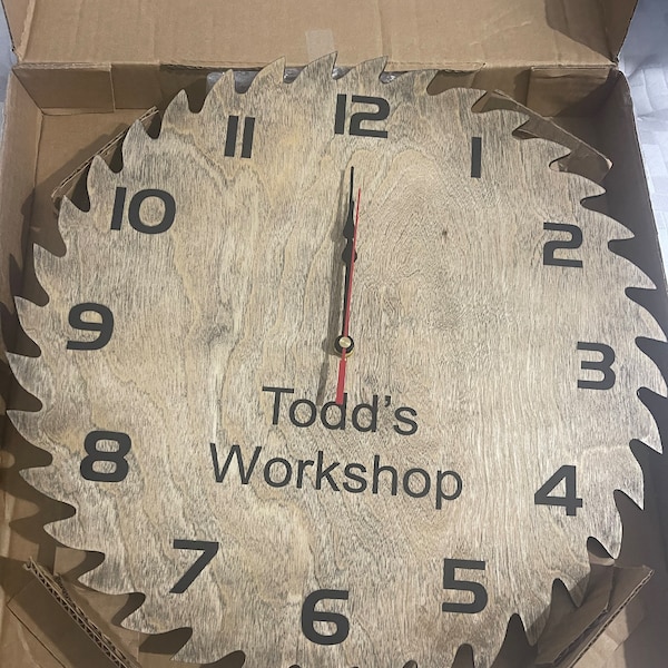 Saw Blade Laser Engraved Rustic Clock, Fully Customizable Text, Gift ...