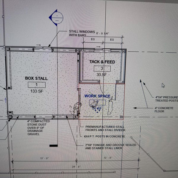 Two Stall Horse Barn Plan, Tack & Feed Room (PDF) - Etsy