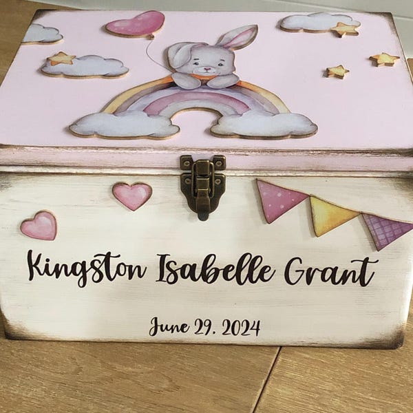 Personalized Baby Memory Box, Natural Wood Baby Keepsake Box, Gift for ...