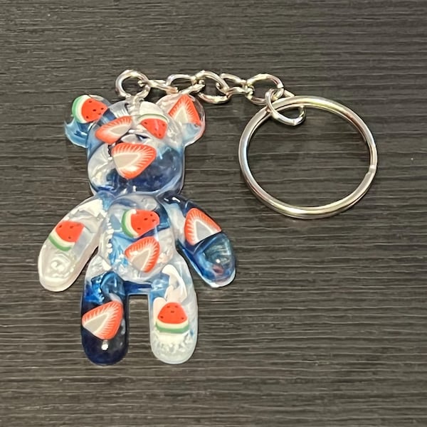 CUSTOM Teddy Bear Keychain, Personalized Keychain, Epoxy Resin, Resin ...
