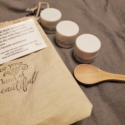 Complete Mini Spa Gift Set, Vegan Clay Facial Mask Samplers With Wooden ...