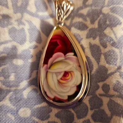 Size 7 Broken China Jewelry Old Country Roses Backstamp Sterling Ring ...