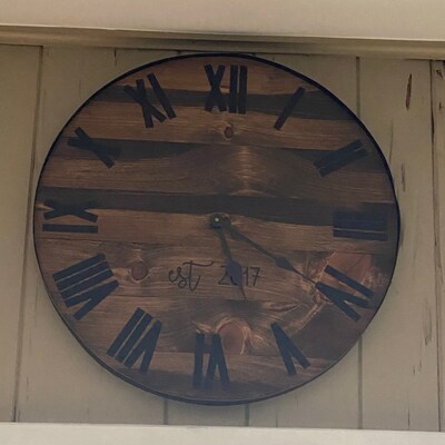 24 Large Farmhouse Wooden Wall Clock Modern Farmhouse Style Rustic ...