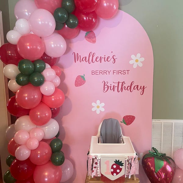 Berry First Birthday Decal - Happy Birthday Party Backdrop - First ...