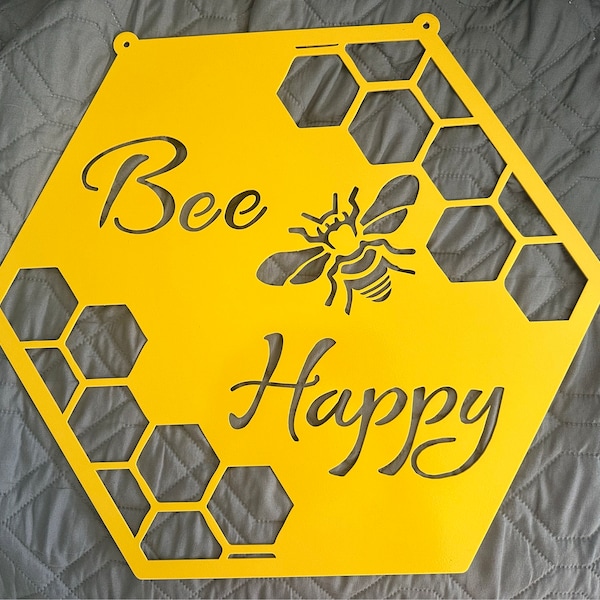 Bee Happy - Bee Hive Metal Sign - Etsy