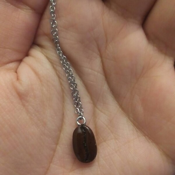 Single Coffee Bean Necklace, Real, Brown, Coffee, Bean, Pendant ...