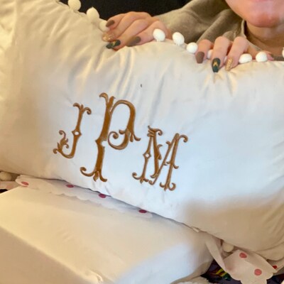 Embroidered Velvet Monogram Pillow Cover . Insert Not Included. 12x20 ...