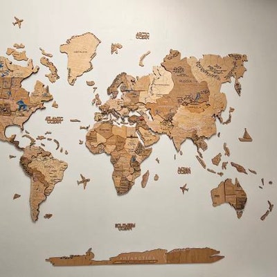 Wooden World Map Enjoy the Wood, Home Decor, World Map Wall Art, 5th ...