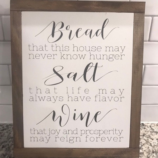 Wood Sign, Housewarming Gift, Bread Salt and Wine, It's A Wonderful ...