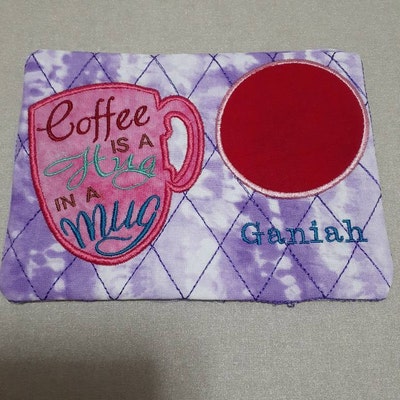 In the Hoop Coffee Cup Mug Rug Embroidery Design - Etsy