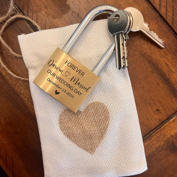Engraved Padlock Custom Love Lock Personalized Wedding Gift for Couples ...