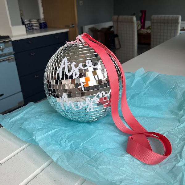 Personalised Disco Ball - Vinyl Lettering - Birthday Disco Ball - Disco ...