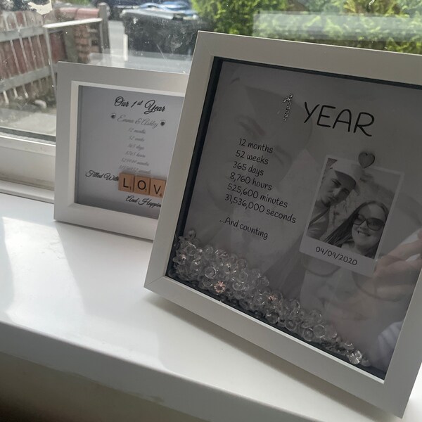 Personalised First Anniversary Frame. 1 Year Anniversary Gift. First ...