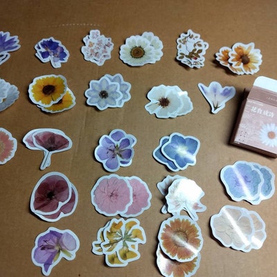 Pressed Flowers Stickers Set, Dried Flowers Stickers Pack, Floral ...