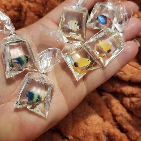 29*52mm Cartoon Animal Fish Charm Resin Colorul Water Bag Fish Charms ...