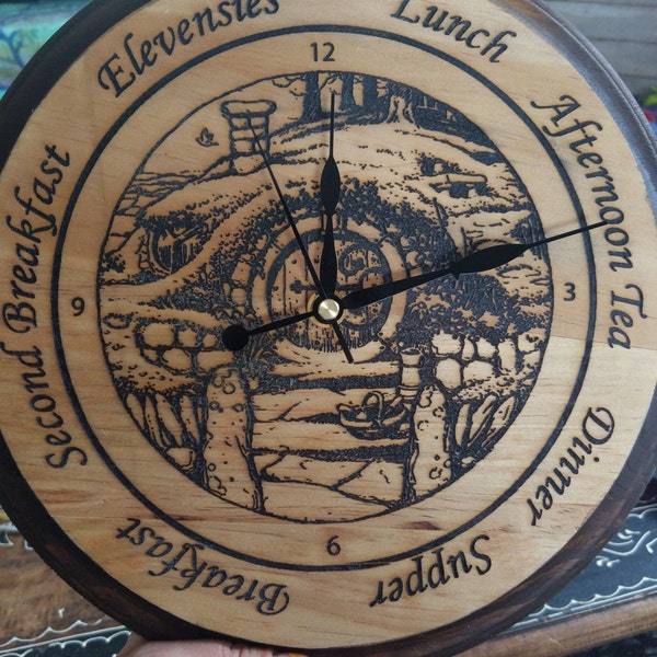Lord of the Rings Themed Wall Clock. Burnt Hobbit Design. Lotr Clock ...