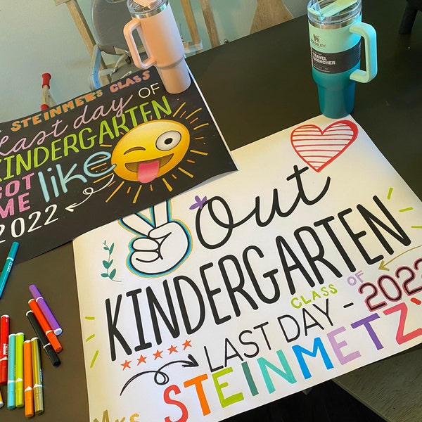 Last Day of Kindergarten Sign - Last Day of School Sign 2025 - Peace ...