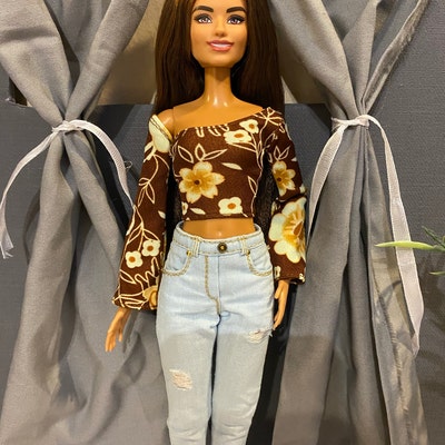 Curvy Barbie Jeans, Ripped Jeans for Barbie Curvy, Realistic Clothes ...
