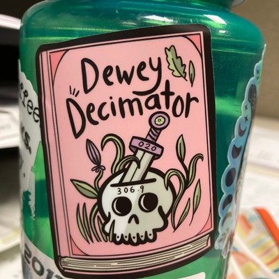 Dewey Decimator Sticker pink Dewey Decimal Librarians Libraries Dark ...