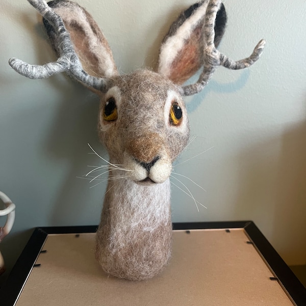 Jackalope/wall Art/faux Taxidermy Jackalope Head/needle Felted ...