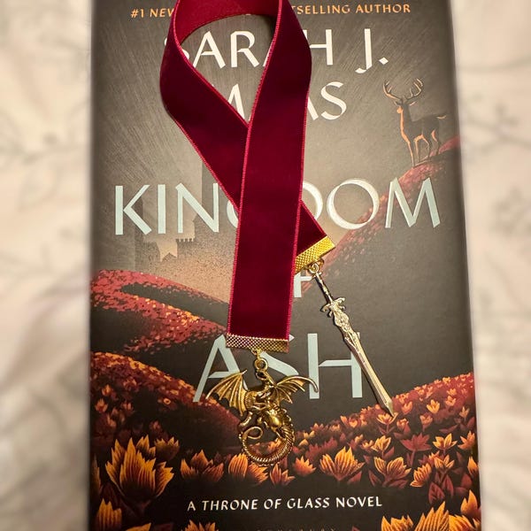 Manon Dark Red Velvet Ribbon Bookmark With Charms Bookish Gift book ...
