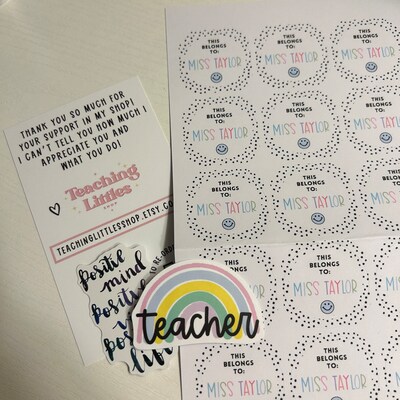 Skinny Waterproof Teacher Labels Teacher Name Labels Personalized ...