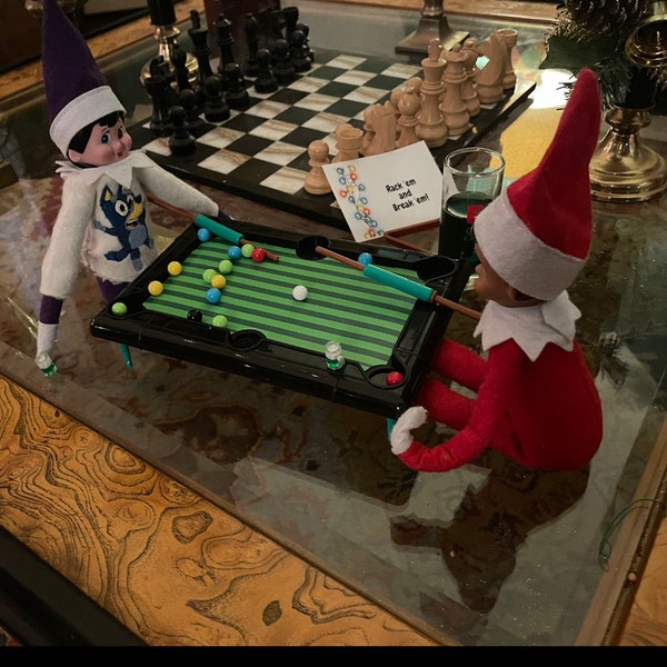 Elf Pool Table Kit With Green Elf Brew, Elf Billiards Scene With Elf ...