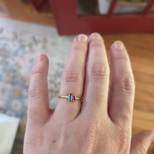 Mini Toi Et Moi Birthstone Ring by Caitlyn Minimalist • Custom Baguette ...