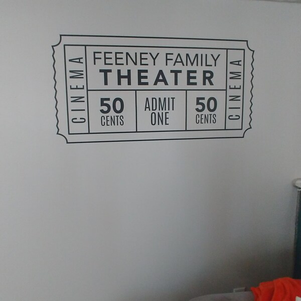 Personalized Family Movie Theater Ticket Decal - Wall Decal Custom ...