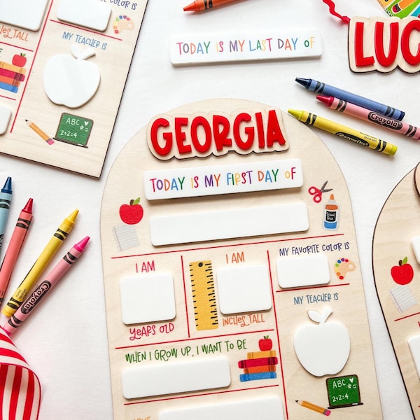 Back to School Arched Board, First Day of School Sign, Last Day of ...