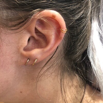 Double Helix Hoop, Sterling Silver Helix Piercing, Conch Hoop, Tiny ...