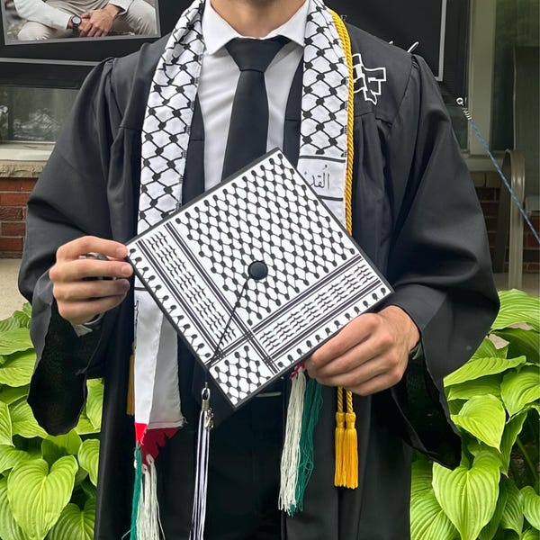 Keffiyeh Graduation Cap Topper Hatta Shemagh Palestine Jordan Graduate ...
