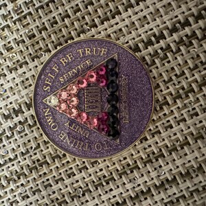 NA Pink Glitter Bling Medallion W Pink Crystals yrs 1-45 Recovery ...
