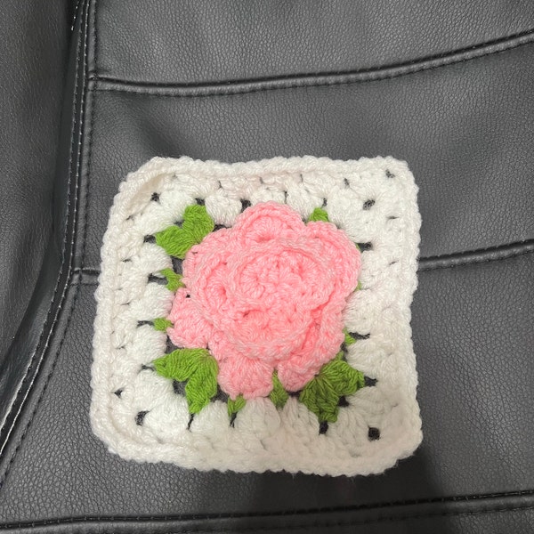 CROCHET PATTERN Rose ‘and’ Square, Crochet Rose Pattern. US Terms ...