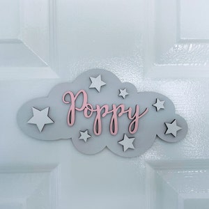 Name Cloud Nursery Cloud Sign Personalised Childrens Bedroom Door Sign ...