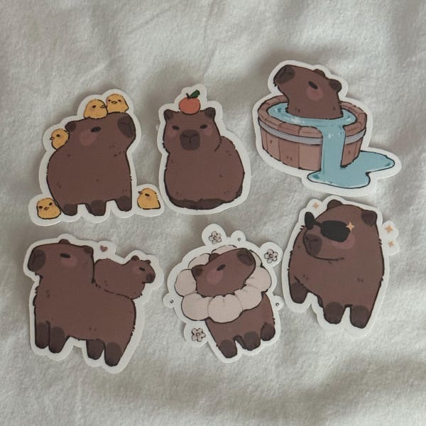 Cute Capybara Sticker Set | Cute Capybaras Sticker Pack Waterproof ...