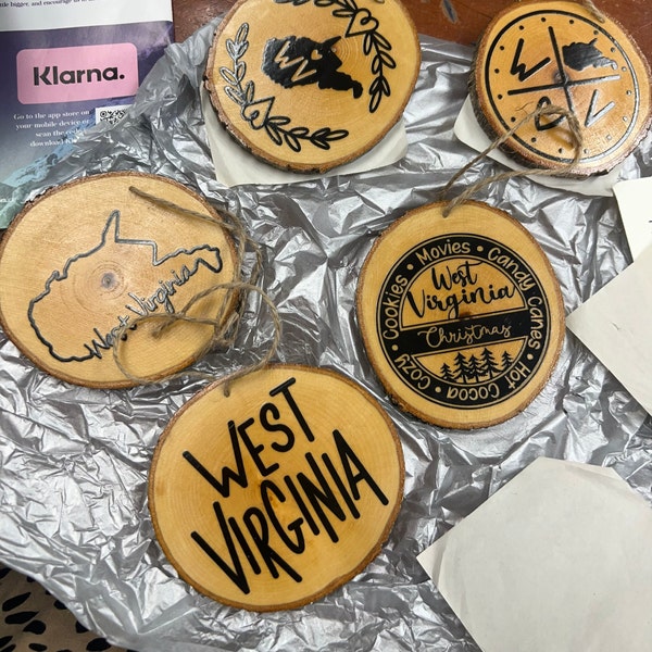 West Virginia State Wood Christmas Ornaments - Etsy